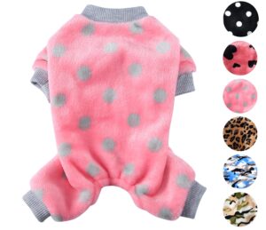 dog pajamas for small dogs girl boy winter onesies pjs cold weather puppy 4 legged sweater clothes for chihuahua yorkie teacup jumpsuit cute pet outfits apparel coats (small, polka dot)