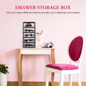 DOITOOL Five- Layer Storage Drawers - Small Portable Plastic Drawers Organizer - Transparent Multifunction Plastic Drawers for Home Office Bedroom（12.34X8.29X5.97in)