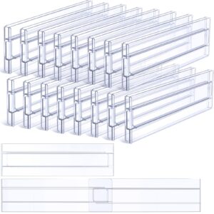 marsui 18 pack clear drawer dividers organizer 3.2" high adjustable expandable from 11-19" plastic acrylic drawers separators for dresser organizer bedroom clothing office storage kitchen utensils