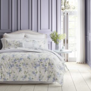 laura ashley- king duvet cover set, plush velvet bedding set, designer home decor (wisteria lavender, king)