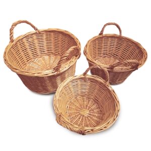 prosumers choice wicker basket set of 3 - wooden bamboo like storage basket - 3 sizes set - small, medium & large organizer basket for household items - lightweight set of wicker basket with handle