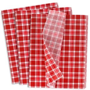 whaline 100 sheets christmas plaid tissue paper buffalo plaid wrapping paper red white gift wrapping paper art paper for valentine's day home diy gift bags party favor decorations, 14 x 20inch