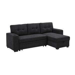 pemberly row polyester blend fabric convertible sectional in black