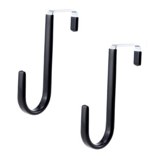 zningesxi metal hanging door hook 2 pcs over the door christmas wreath hooks towel hanger for coat hangers organizer bathroom pants cubicle - black