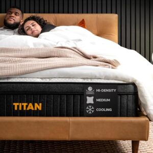 brooklyn bedding titan 13" hybrid luxe mattress for plus size sleepers with cooling cover, twin xl