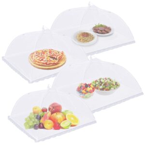 4pack mesh food covers 17inch, large and tall food covers, pop-up mesh food covers tent umbrella for bbqs, outdoors, screen tents, parties picnics, fruit cover