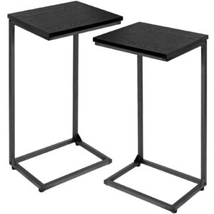 amhancible c shaped end table set of 2, couch tables that slide under, tv trays, side tables for living room, snack table for small space, black het02bbk