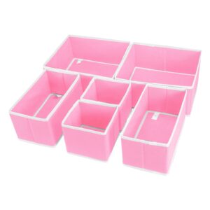 hinotori drawer organizer for clothing foldable storage bins closet baby dresser drawer divider nursery basket box for underwear, bras, lingerie, pink, 12 pack