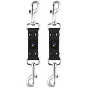 deyace dog collar safety clip, 2 pack waterproof heavy backup for prong collar, dog harness collar leash connector (8-inches, black)