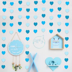 Zwiebeco 52Ft Blue Hearts Garland Paper Heart Bunting Banner Hanging Heart Streamers for Baby Shower Birthday Engagement Wedding Bridal Shower Bachelor Valentine's Day Party Kids Room Home Decorations