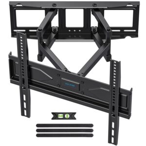 usx star ul listed full motion tv wall mount bracket for most 32-70 inch tvs, swivel extend tilting tv mount, max vesa 400x400mm, holds up to 99 lbs & 16" wood studs with hole drilling template