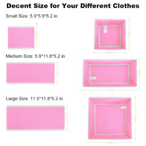 Hinotori Drawer Organizer for Clothing Foldable Storage Bins Closet Baby Dresser Drawer Divider Nursery Basket Box for Underwear, Bras, Lingerie, Pink, 12 Pack