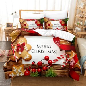 christmas duvet cover set queen christmas santa tree snowman printed bedding set soft quilt cover with 2 pillow case for all seasons christmas bedding set (05,queen)