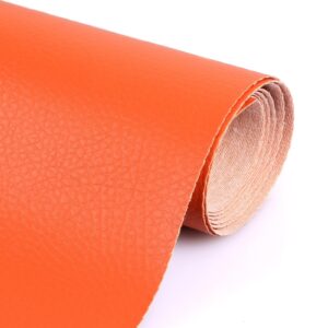 osunnus faux leather upholstery fabric by the yard vinyl fabric 55" wide outdoor pu leather sheets for home decor diy crafts chair furniture car marine upholstery, 1 yard orange