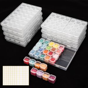 quefe 224 slots diamond painting storage containers bulk, 8pcs 28 grids clear diamond painting accessories and tools boxes bead organizers diamond art embroidery storage with label stickers