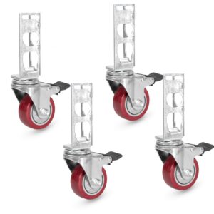 iron forge tools rolling storage rack caster wheels heavy duty - set of 4 locking castor 3 inch 530 lb capacity for boltless self locking shelving racks, nylon and steel ball bearing wheels