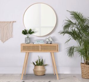 console/entryway tables, small vanity desk rattan dresser side table entry table narrow modern hallway/sofa table boho for living room, 31"