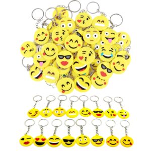 crsusukj 64 pack mini emoticon keychain plush(16 expressions), cute keychain, party favors for kids, keychains, valentine's day gifts/ birthday party supplies, emoticon gifts toys carnival prizes.