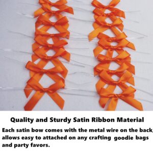 GUIFIER 50 Pack 3" Satin Twist Tie Bows, Twist Bows for Treats, Ribbon Bows with Twist Ties Gift Wrap Bows, Pretied Bows Ties for Cake Pops, Baby Shower, Sweets Packaging, Party Favors, Gifts(Orange)