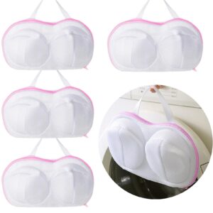 large bra washing bags for laundry - 4 pcs, bra laundry bags for washing machine, lingerie bag for washing delicates underwear brassiere, bra washer protector for laundry (large-pink 4 pack)