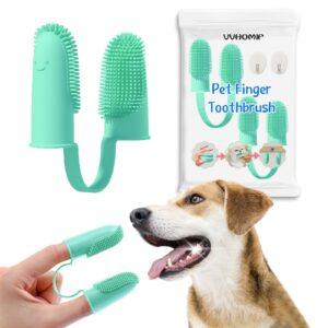 vvhomife two finger toothbrush for dogs, cat toothbrush two finger, double cleaning strength, double the efficiency, efficient teeth cleaning, ergonomic, ring bristle, easier to use. (2-pcs, blue)