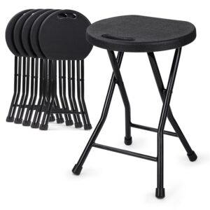 magshion foldable stool with handle indoor outdoor 6 pack backless folding stool 230lbs capacity, 18 inch black