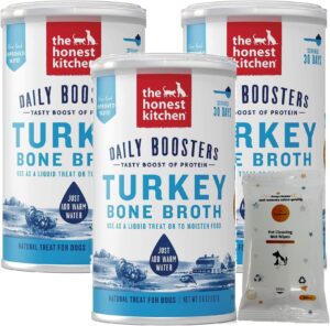 aurora pet bundle set (3) the honest kitchen daily boosters instant turkey bone broth with turmeric plus aurorapet wipes