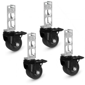 iron forge tools rolling storage rack caster wheels heavy duty - set of 4 locking caster 3 inch 1360 lb. capacity for boltless self locking shelving racks, nylon and steel ball bearing wheels