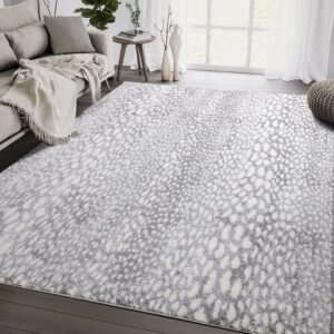 abani area rug - 4x6 - antelope collection - indoor use - grey & cream animal print - medium pile-turkish made-stain & shed resistant livingroom bedroom kitchen office-safe for kids & pets-soft feel