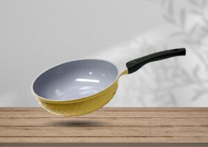 |made in korea| 10" ceramic coating interior and exterior cooking wok, pan set