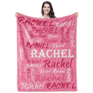 personalized name throw blanket, custom pink theme light soft flannel fleece throw blanket with name for men women boys girls kids, customized name gifts for birthday christmas valentines day