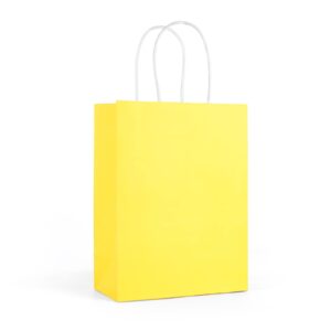 25pcs paper bags with handles. small gift bags party favor bags goodie bags shopping bags. yellow gift bags with handles bulk for birthday wedding retail business festivals arts diy crafts 5.9x3.1x8.3