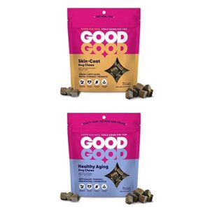 bundle of goodgood skin + coat dog supplements, 90 natural flavor chews + goodgood healthy aging dog supplements, 90 natural flavor chews