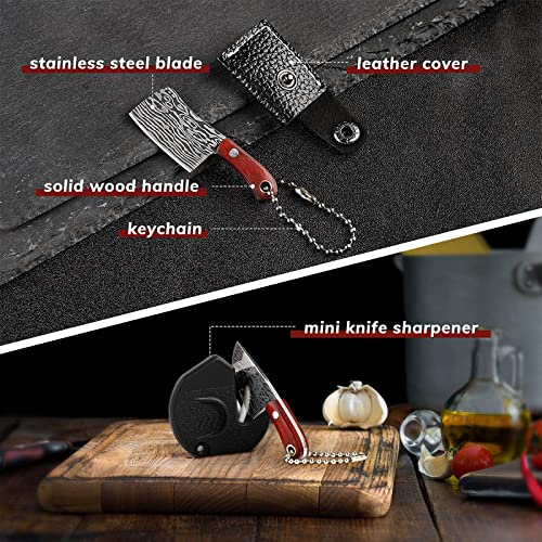 Mini Knife Set, Mini Pocket Knife Set, Tiny Knife Chef Keychain with Sheath for Package Opener Box Cutter Letter Opener-7pcs+3tools