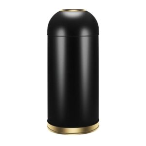 trash cans indoor outdoor stainless steel barrel-shaped open top trash can 52 liters/13.7 gallons,without lid,with removable inner barrel,commercial grade garbage bin (color : black gold, size : 13.