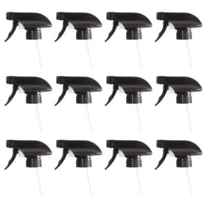 gpk4all 28-400 black fine mist trigger sprayer for standard 8oz and 16oz boston round bottle, pack of 12pcs