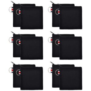 aspire 12-pack canvas coin purses, square diy small zipper pouches, 4-1/4 x 4-1/4 inch (black)