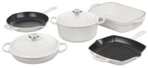 7 piece signature set - white (4.5 qt. rdo, 2.25 qt. braiser, 10.25" skillet, 10.25" square skillet grill & 5.25 qt. rect. roaster)