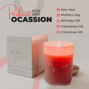 Blessed is She Candle New Wine | Scents of Orange, Nutmeg & Sandalwood | Glass Candle Jar with Lid - 8 Oz | 100% Natural Soy Wax with Wood Wick Candle | 80 Hours Long Burning Aromatherapy Candle