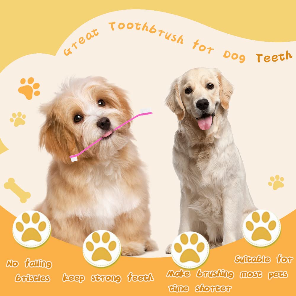 TINSKY 80 Pcs Small Dog Tooth Brush Brushing Kit Dual Headed Puppy Toothrush Bulk Long Handle Pet Dental Brushes for All Dog Breeds Pets Cleaning Dental Oral Care