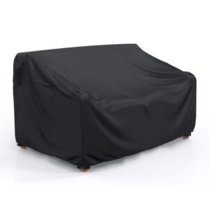 brosyda patio sofa cover waterproof - heavy duty 2-seater outdoor sofa cover patio furniture covers with air vent and handles, 60" l×34" d×30" h, black