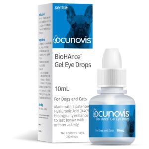 sentrx ocunovis gel eye drops for dogs & cats, eye lube for dogs allergy relief lubricant, dogs with dry eyes, artificial tears, 10 ml