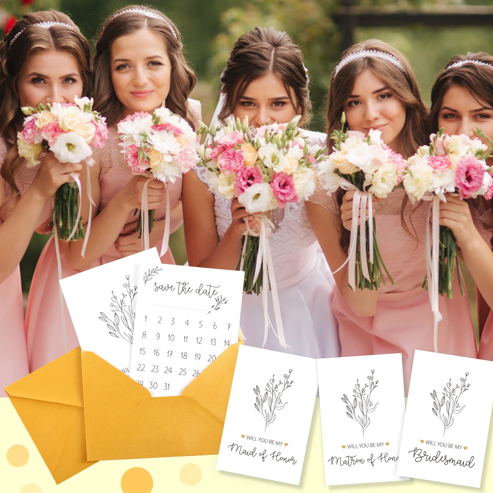 16 Pcs Bridesmaid Proposal Cards Will You Be My Bridesmaid Card with 16 Envelopes Wedding Bridal Shower Card Funny Asking Bridesmaids Cards for Wedding Invitations Cards Party Favor