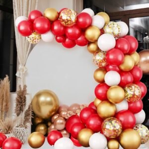 RUBFAC Gender Reveal Red Balloons, Different Sizes 105pcs 5/10/12/18 Inches for Garland Arch, Premium Party Latex Balloons for Birthday Wedding Valentines Day Baby Shower Graduation Party Decoration