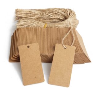 200pcs kraft paper gift tags with string, blank gift bags tags, price tags,marking tags,display label for diy project,gifts arts and crafts wedding holiday(brown)