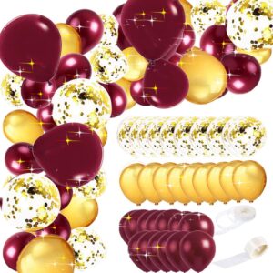 burgundy birthday party decorations women fall/fall bridal shower decorations/graduation decorations maroon gold 2024/burgundy graduation party decorations maroon gold balloons fsu