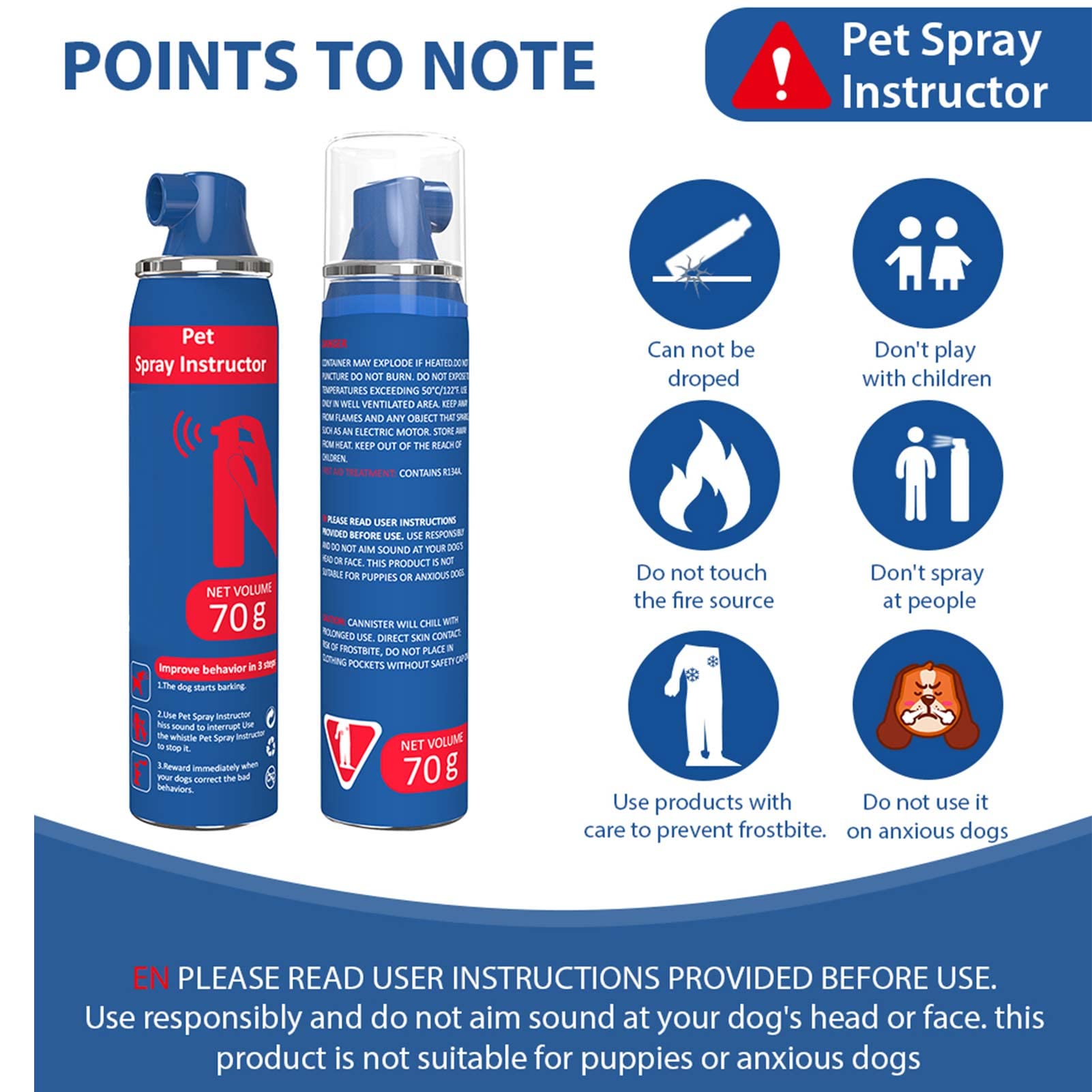 Gutes Leben Dog Instructor Spray, 70ml Spray Corrector Dog Trainer, Safe Humane & Effective Stop Barking, Jumping Up, Food Stealing, Dog Fights & Attacks, Help Stop Unnecessary Dog Behaviour (2 Pack)