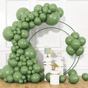 rubfac sage green balloons different sizes 105pcs 5/10/12/18 inches for garland arch, olive green party latex balloons for birthday graduation baby shower wedding anniversary party decoration