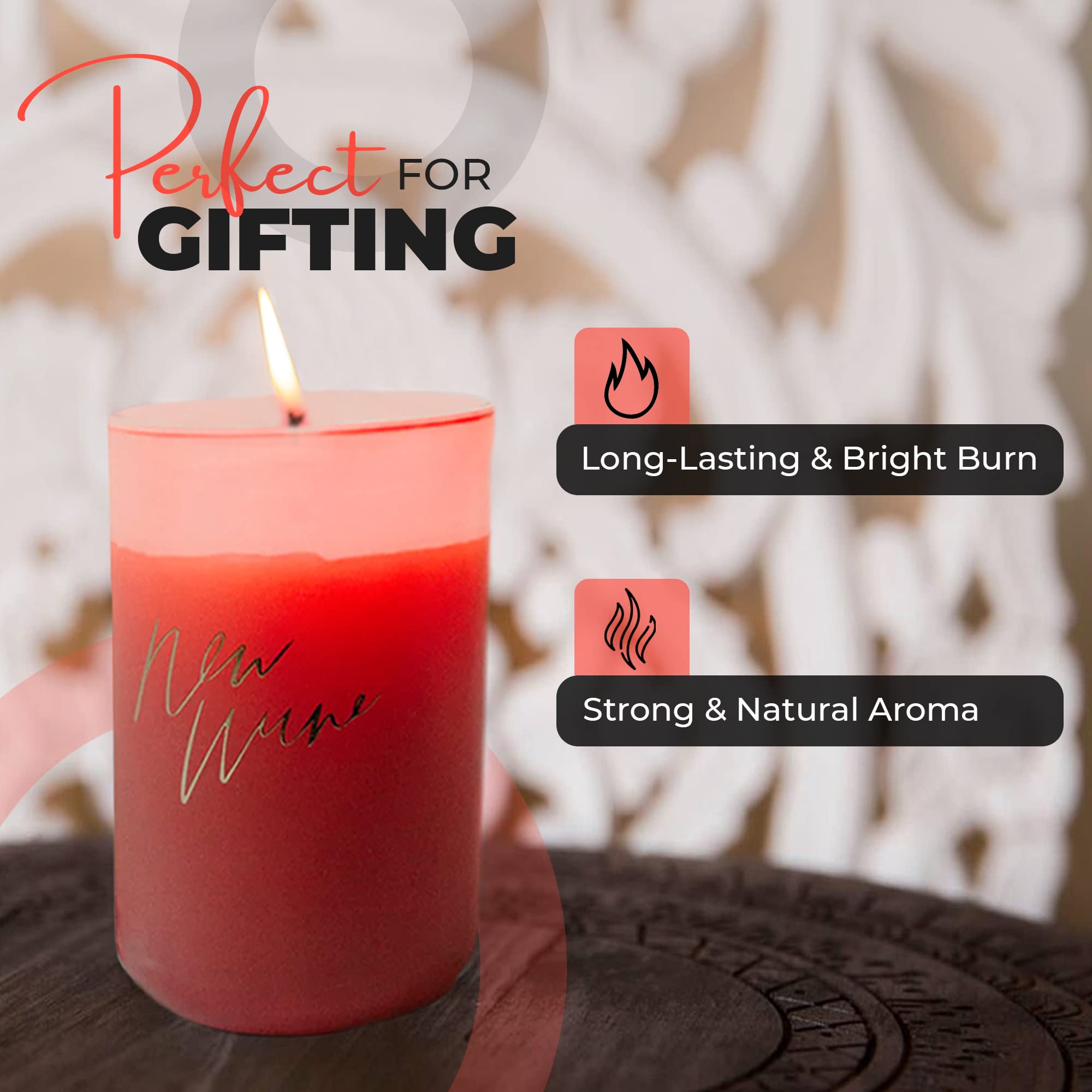 Blessed is She Candle New Wine | Scents of Orange, Nutmeg & Sandalwood | Glass Candle Jar with Lid - 8 Oz | 100% Natural Soy Wax with Wood Wick Candle | 80 Hours Long Burning Aromatherapy Candle