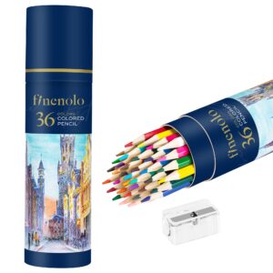 finenolo 36 pack colored pencils for adult coloring books, soft core, art drawing pencils for artists kids beginners, coloring pencils set with sharpener for coloring, sketching, painting